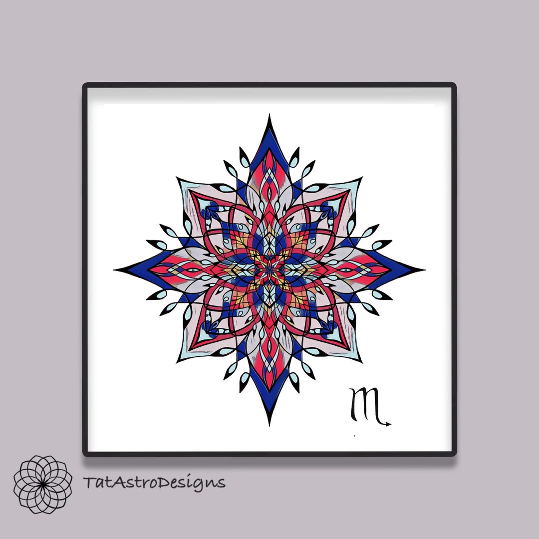 SCORPIO Digital Mandala, Mandala for Coloring, Clip Art Mandala Design ...