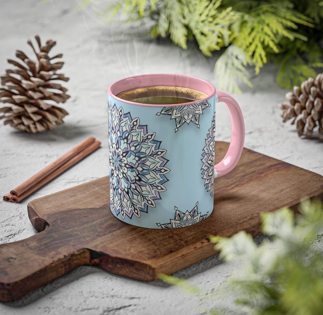 Unique Mandala Mug, Blue Mandala Cup, Custom Mandala Mug, Couples Mug ...