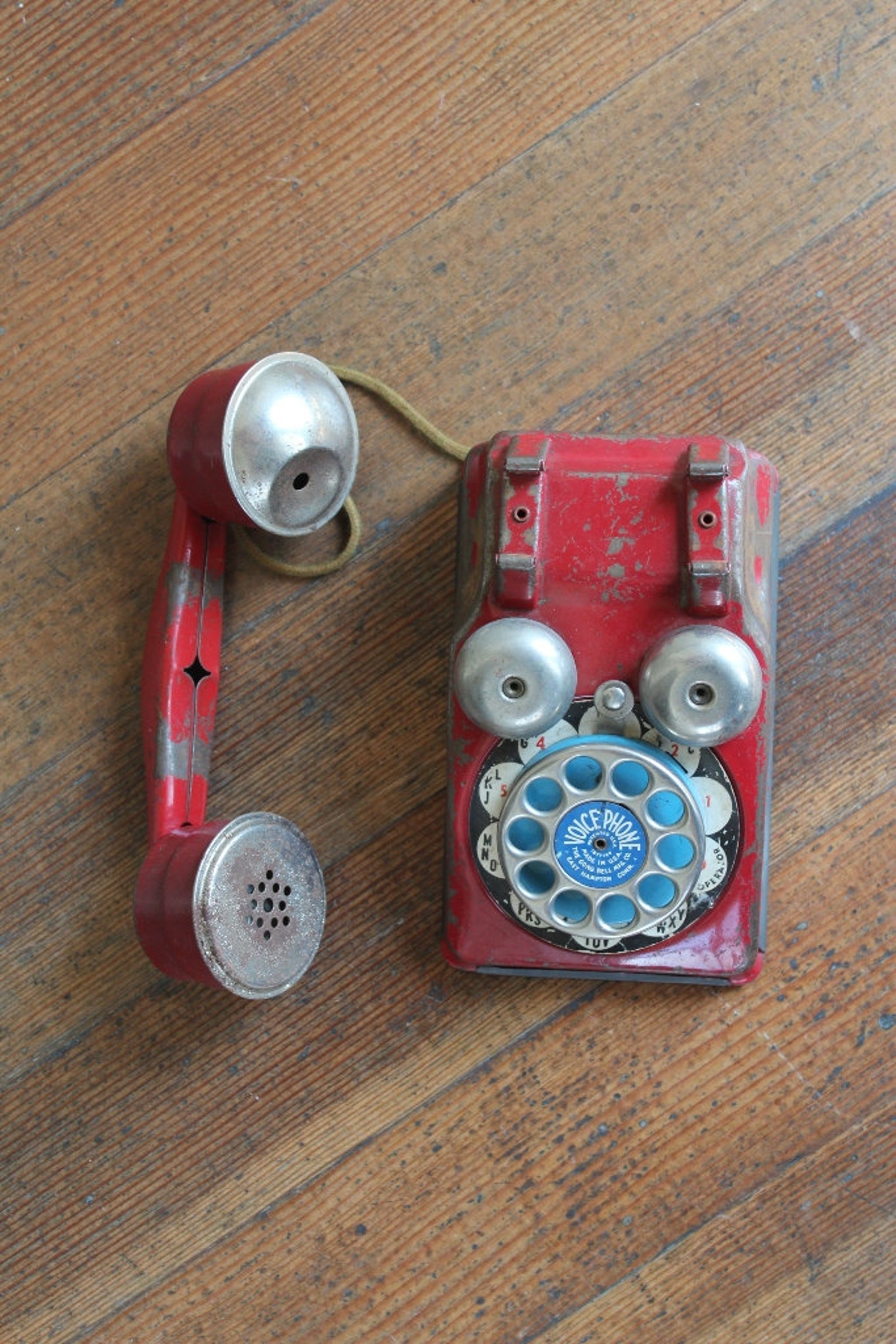 Vintage Red Toy Phone (voice Phone - the Gong Bell Mfg. Co., East ...