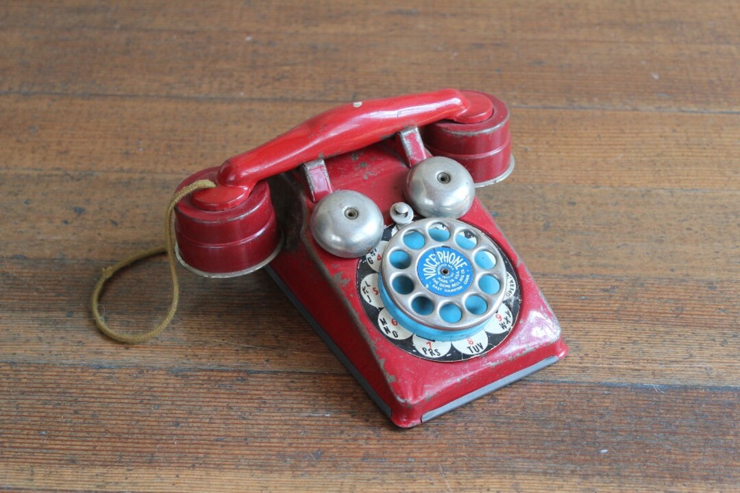 Vintage Red Toy Phone (voice Phone - the Gong Bell Mfg. Co., East ...