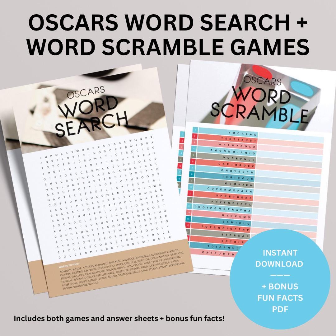 Oscars Word Search + Scramble Games | Academy Awards Watch Party ...