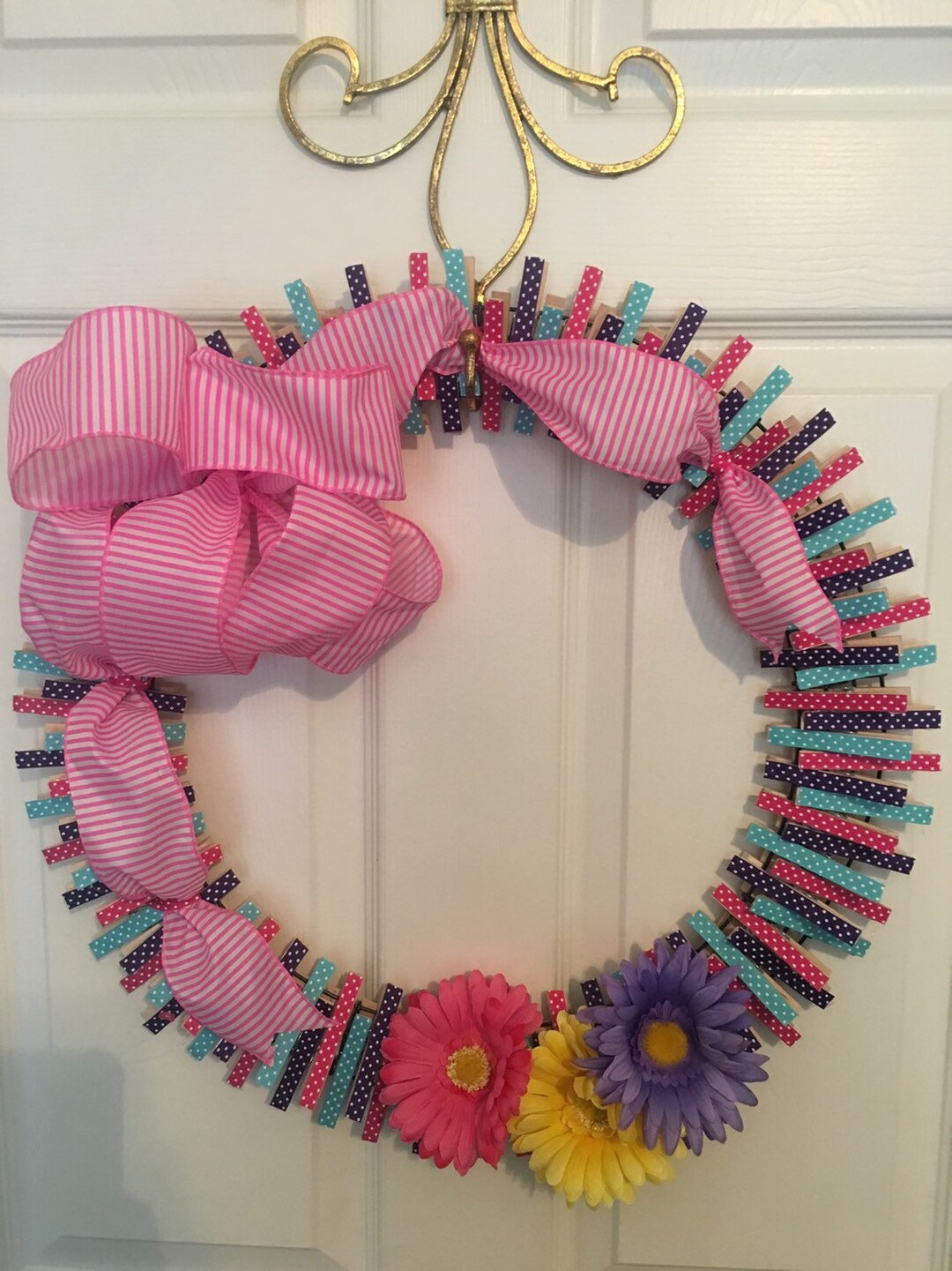 Spring Flower Clothespin Wreath - Etsy