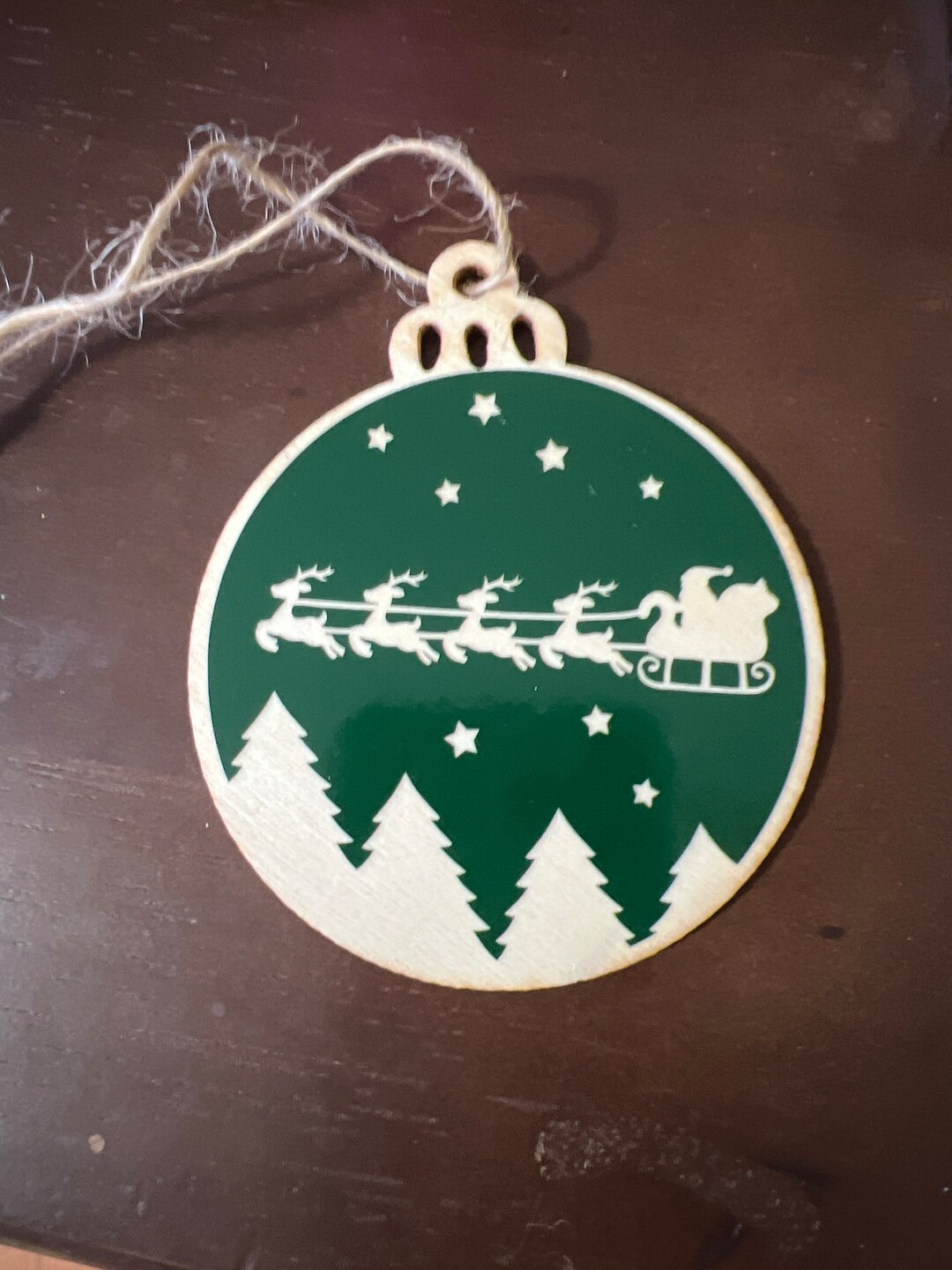 Santa and Reindeer Ornament - Etsy