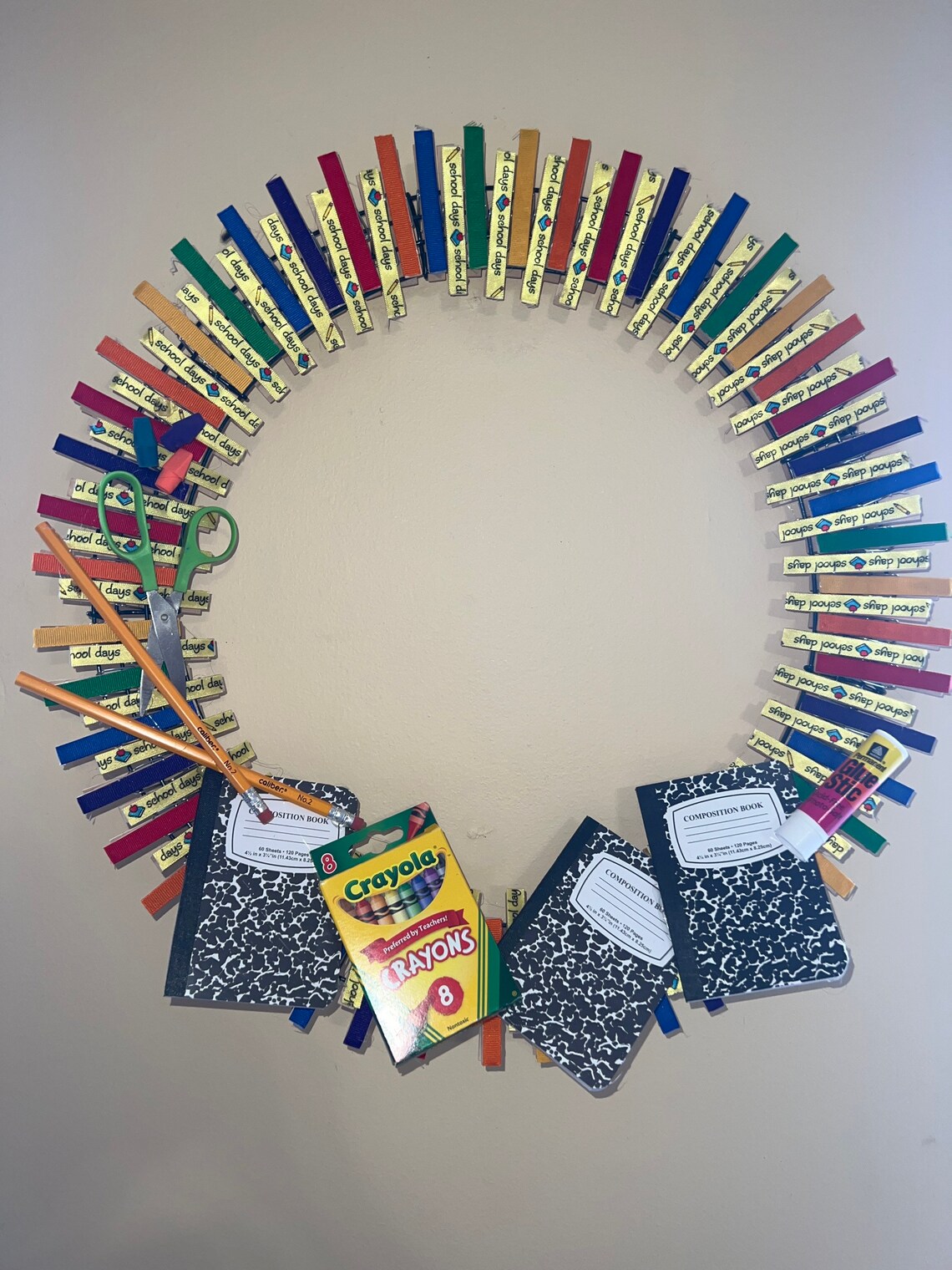 Back to School Teacher Theme Clothespin Wreath - Etsy