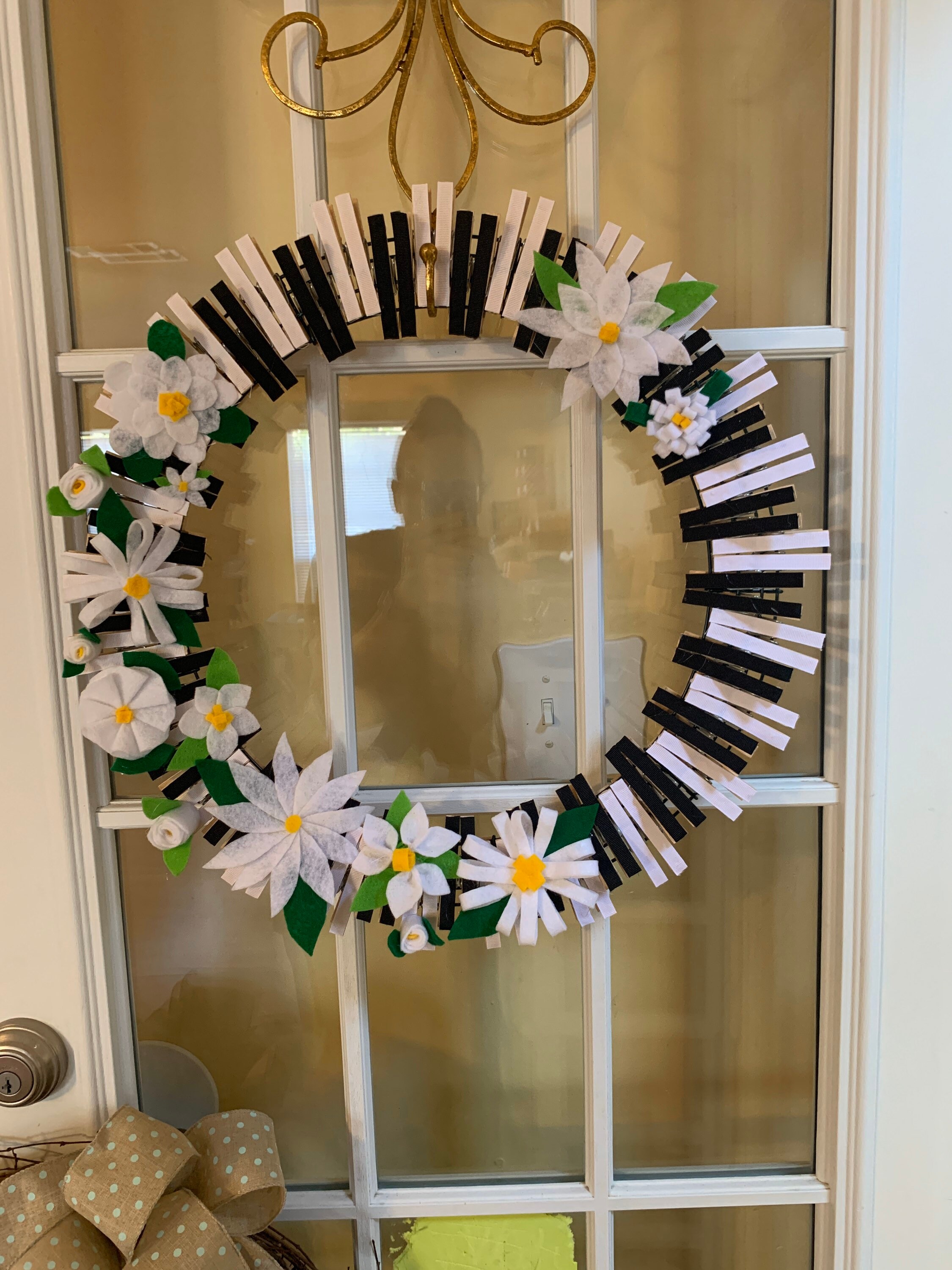 Black and White Spring Summer Daisy Clothespin Wreath - Etsy