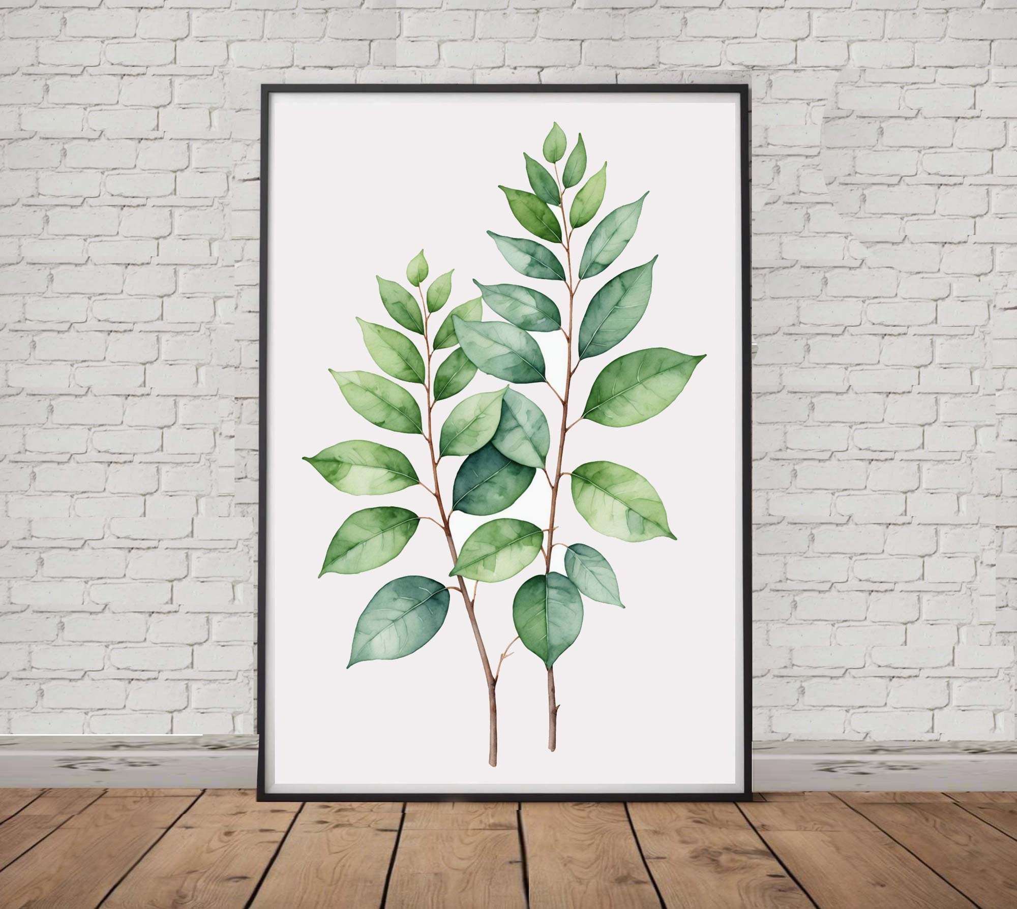 Minimalist Green Leaves Print for Modern Living Spaces Botanical Wall ...