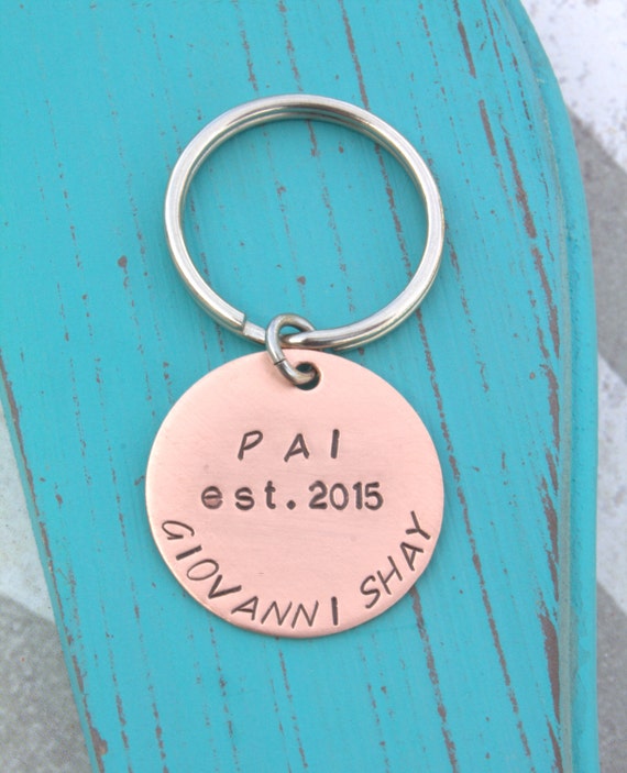 Personalized Pai dad Keychain Hand Stamped Keychain | Etsy