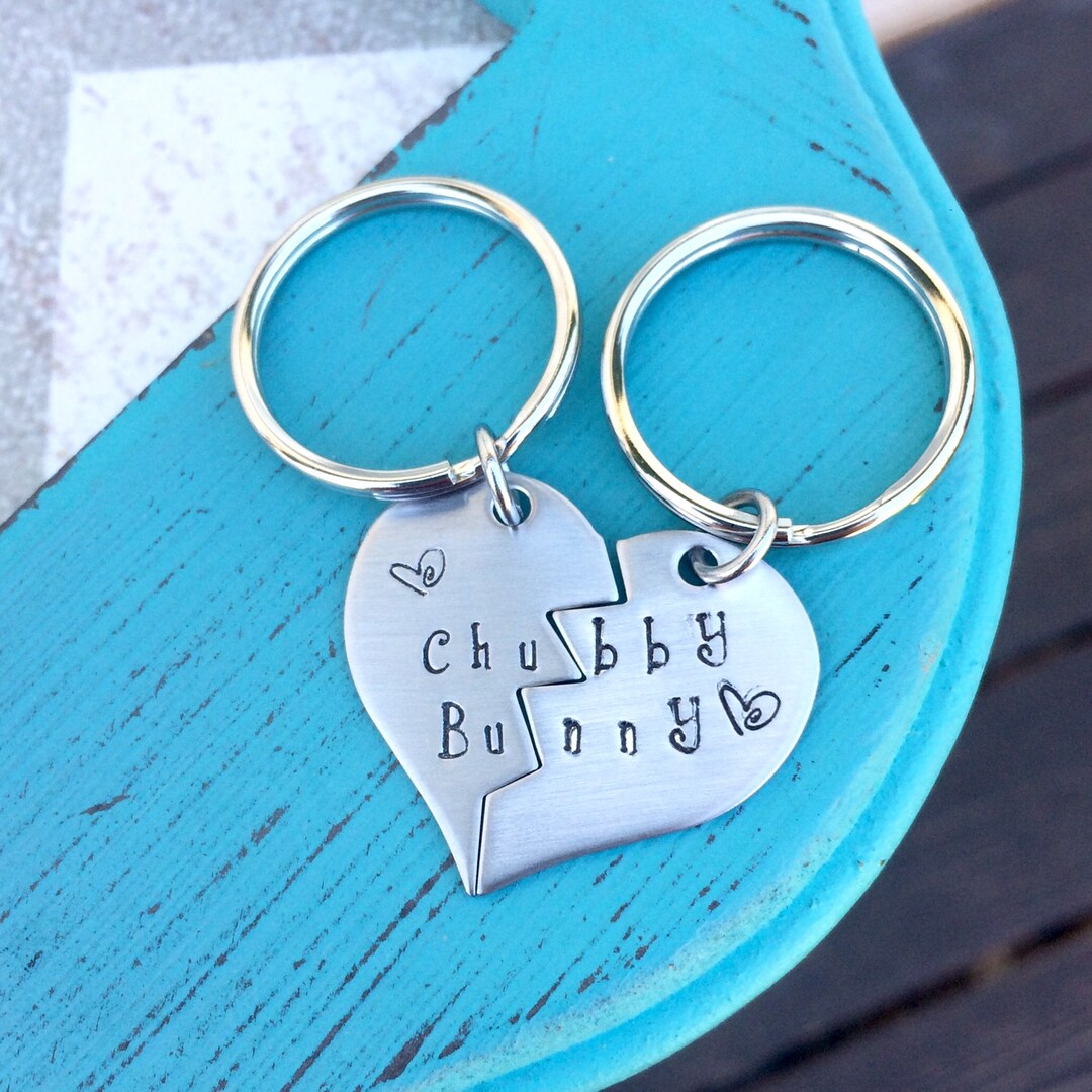 Best Friends Broken Heart Keychain Bff Keychain Besties Hand Stamped ...