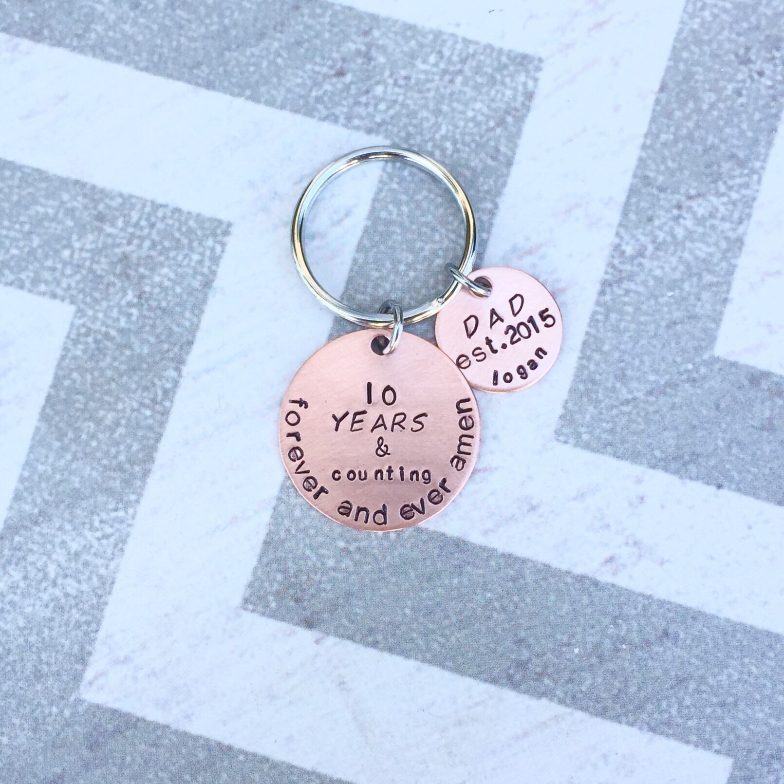 Anniversary Keychain Dad Keychain Hand Stamped Keychain | Etsy