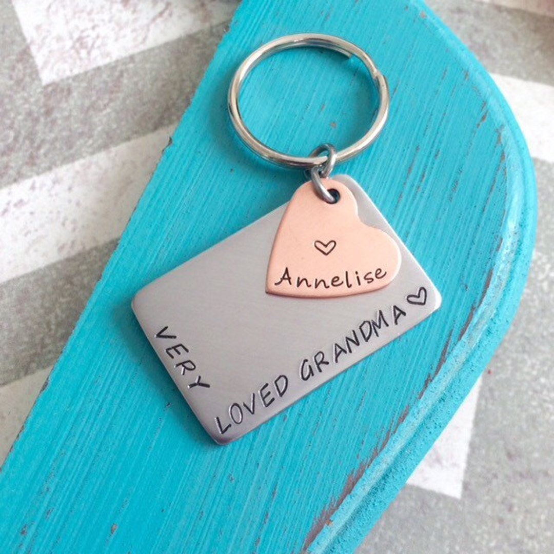 Grandma Keychain Very Loved Grandma Copper Heart personalized Keychain ...