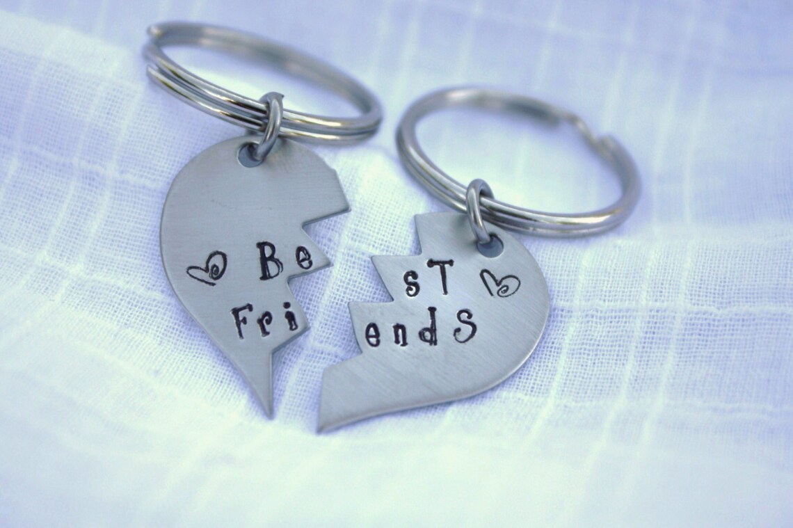 Best Friends Broken Heart Keychain Bff Keychain Hand | Etsy