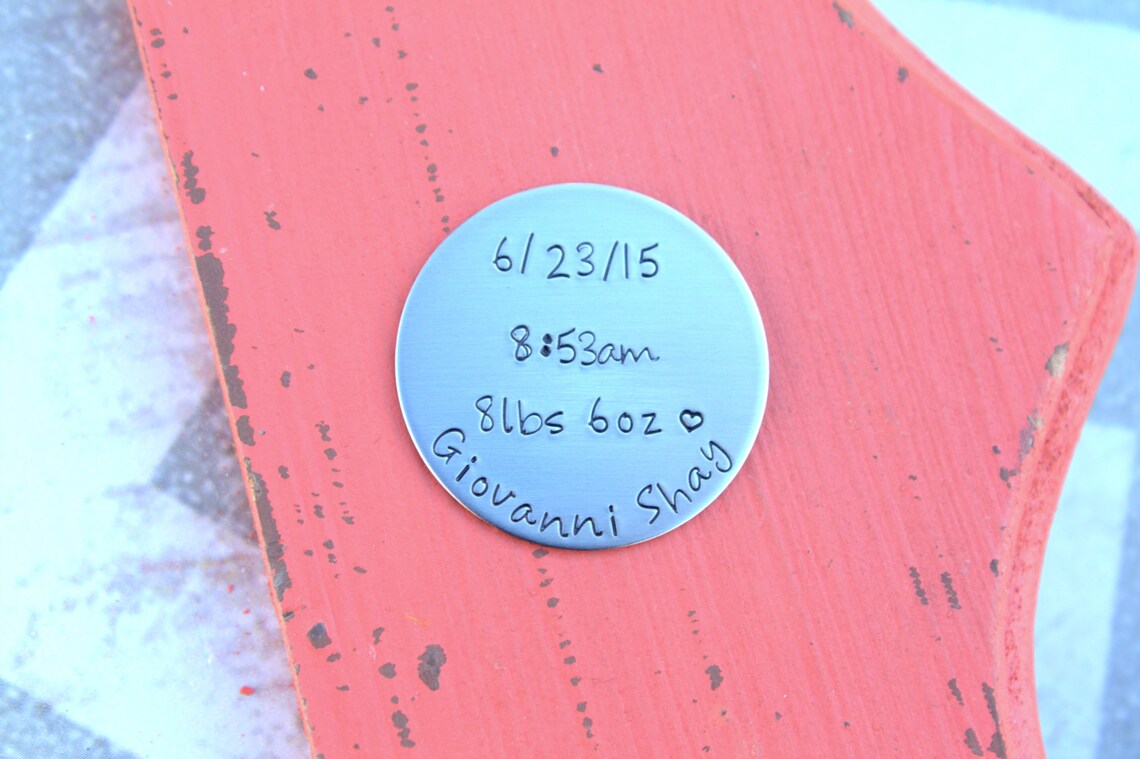 Baby Specs Token - Hand Stamped Token - Baby Keepsake - Remembrance ...