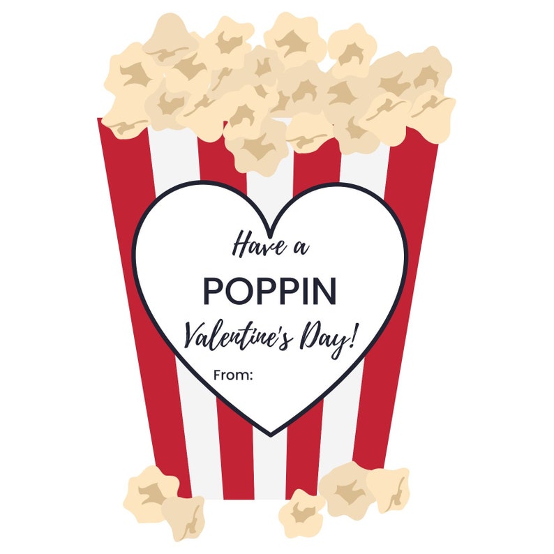 PRINTABLE Popcorn Valentine Cards / Valentine Printable for - Etsy