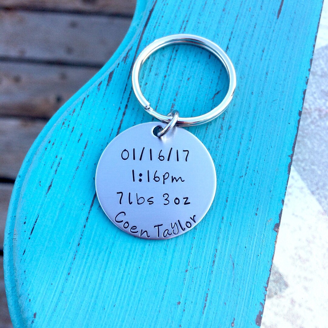 Baby Specs Keychain - Hand Stamped Keychain - Baby Keepsake ...