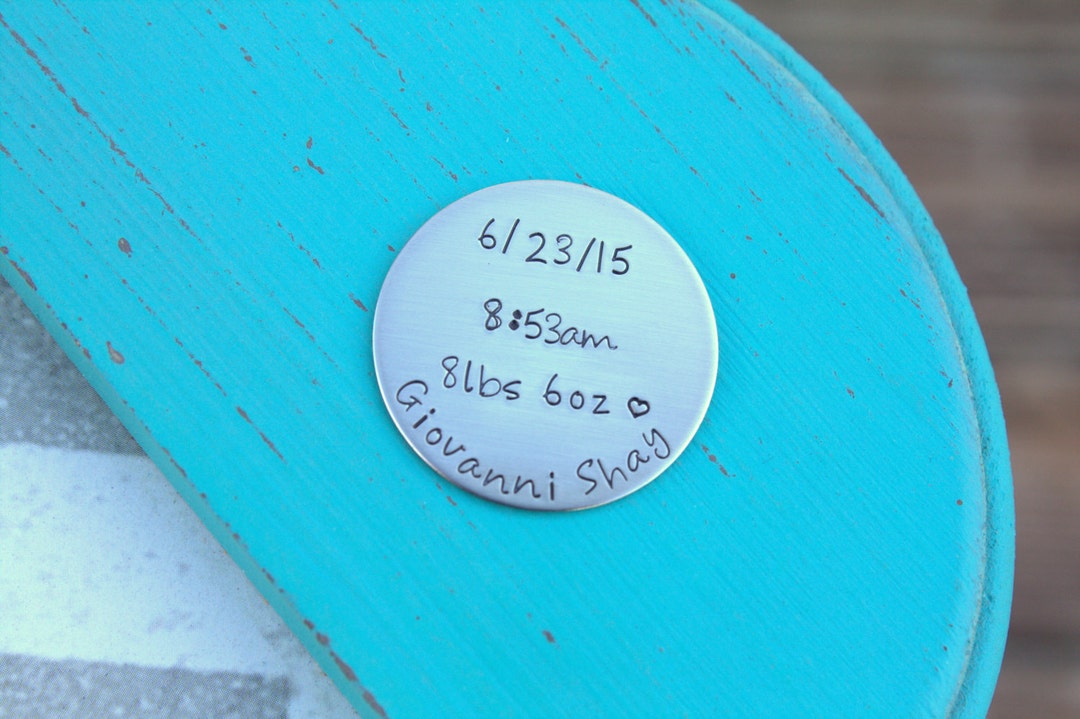 Baby Specs Token - Hand Stamped Token - Baby Keepsake - Remembrance ...