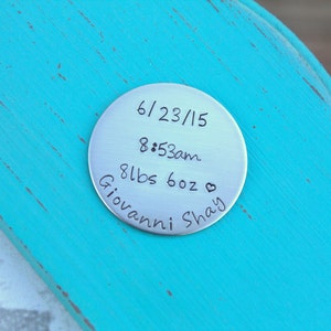 Baby Specs Token - Hand Stamped Token - Baby Keepsake - Remembrance ...