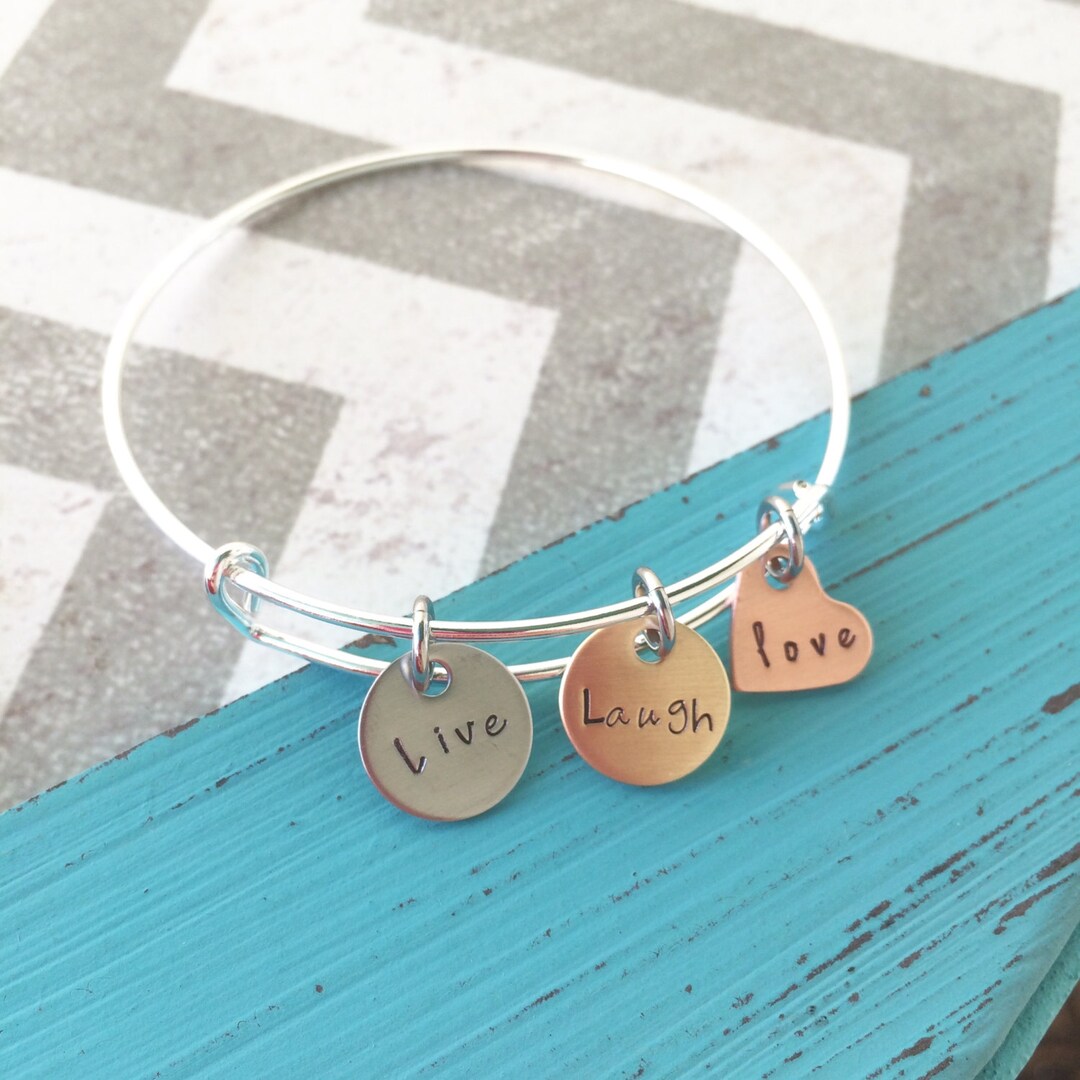 Live Laugh Love Bracelet - Hand Stamped Bracelet - Personalized ...