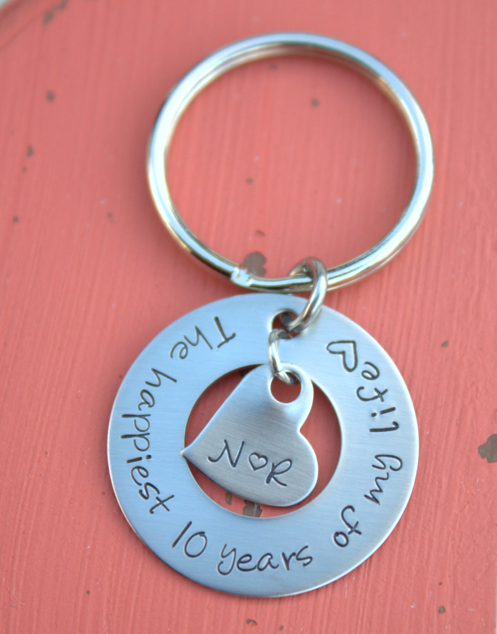 Anniversary Keychain - Hand Stamped Keychain - Anniversary Gift ...