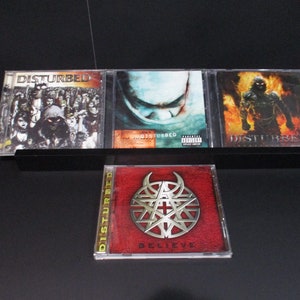 Vintage 1990's Disturbed Heavy Metal Cd's Believe Ten Thousand Fists Indestructible the Sickness ...