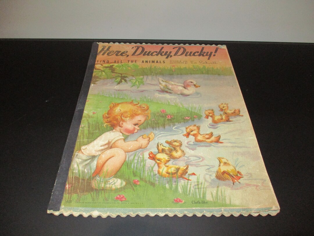 Vintage 1946 Children's Book Here Ducky Ducky Find All the Animals ...
