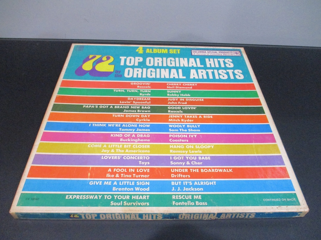 Vintage 1972 Vinyl LP Record Set 72 Top Original Hits Four Record Set ...