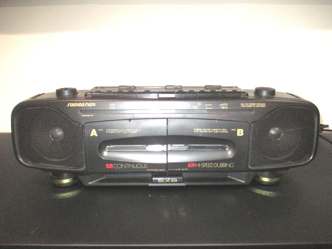 Vintage 1990's Soundesign Boom Box Am/fm Stereo Twin Cassette Recorder ...