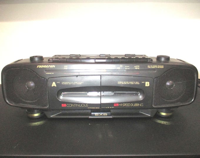 Vintage 1990's Soundesign Boom Box Am/fm Stereo Twin Cassette Recorder ...