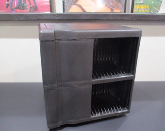 Vintage Black Heavy Wooden Rotating Carousel 64 CD Holder Lazy Susan ...