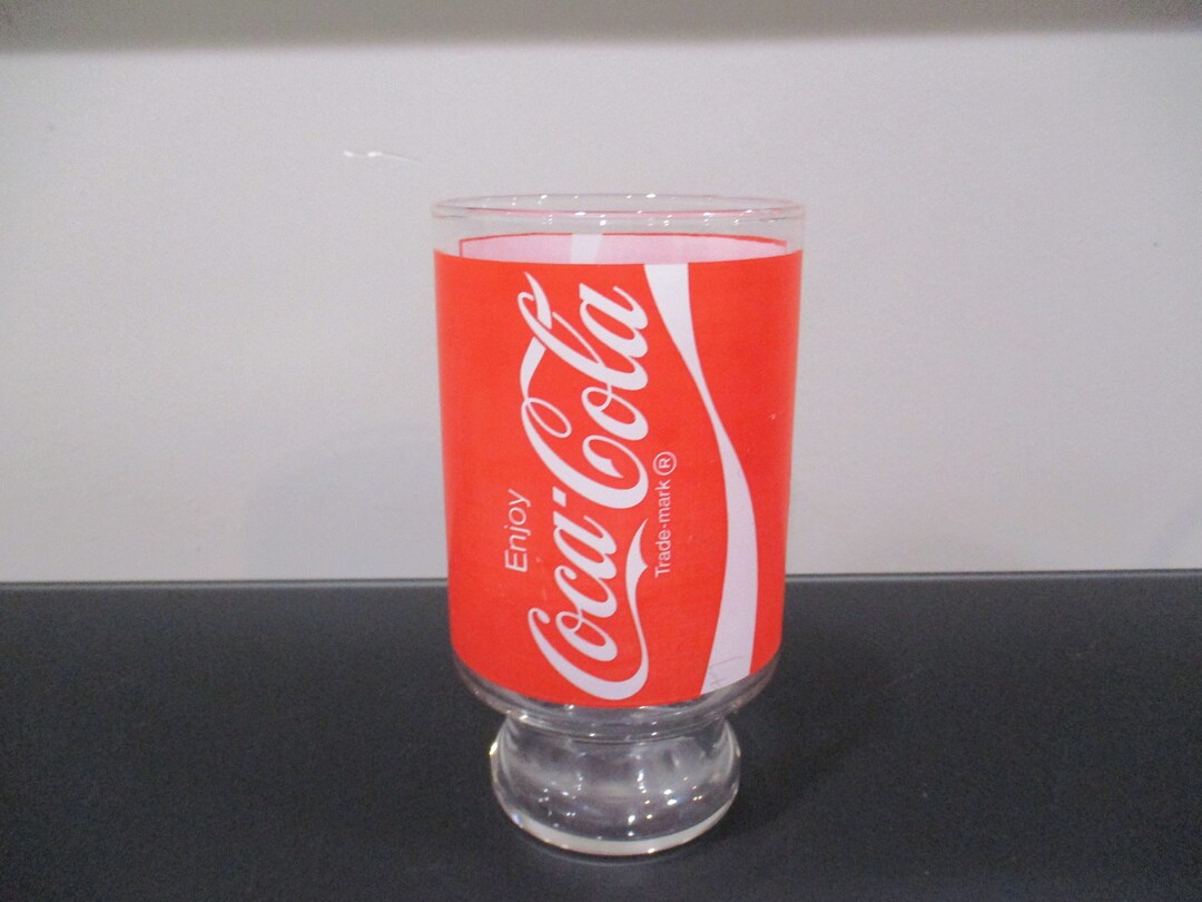 Vintage 1980's Extra Large Coke Coca Cola Red and White Glass 32 Ounce ...