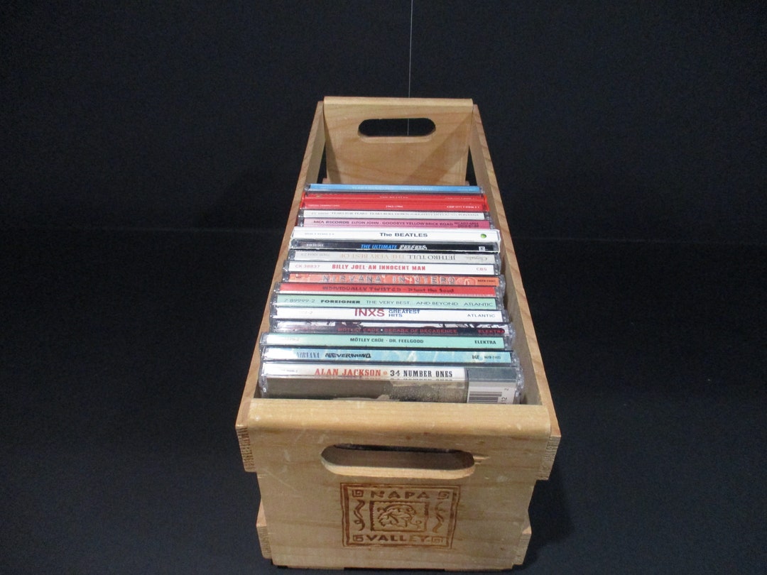 Vintage Napa Valley Wooden CD Crate Holder up to 35 Discs Excellent ...