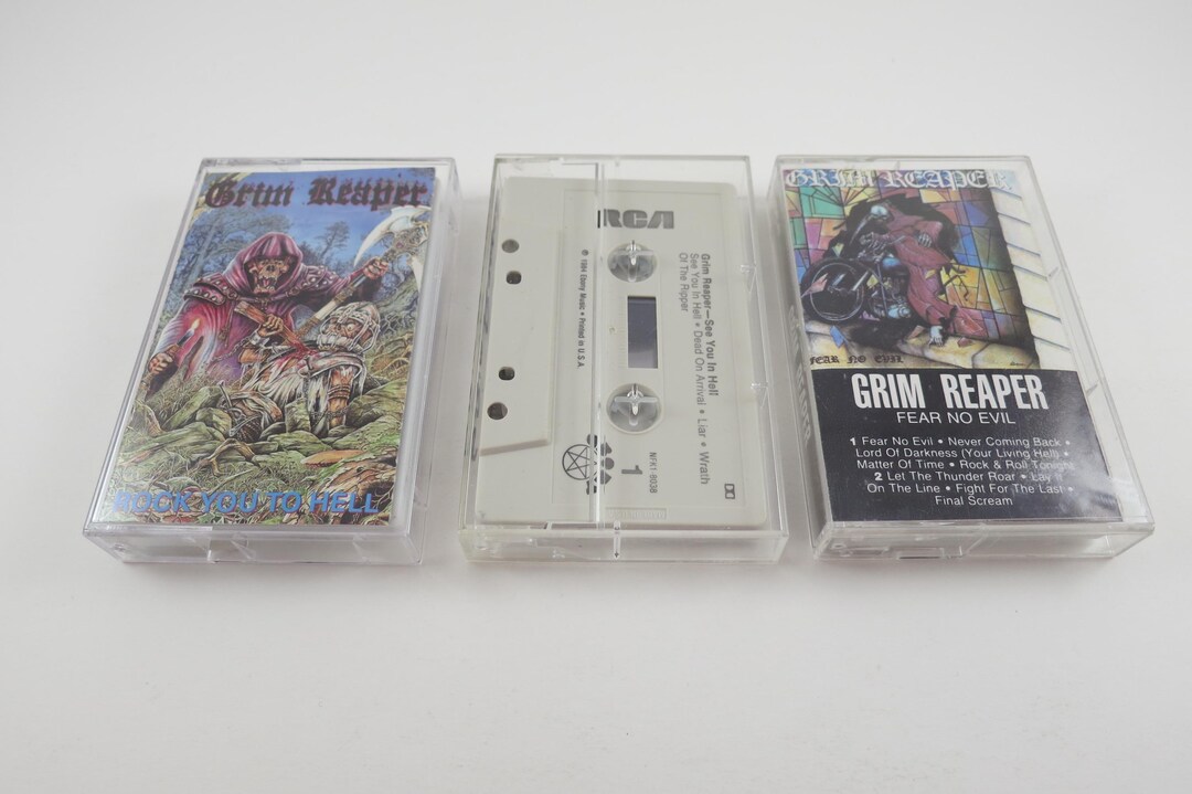 Vintage 1980's Grim Reaper Cassette Tapes Rock You to Hell Fear No Evil See You in Hell Sold ...