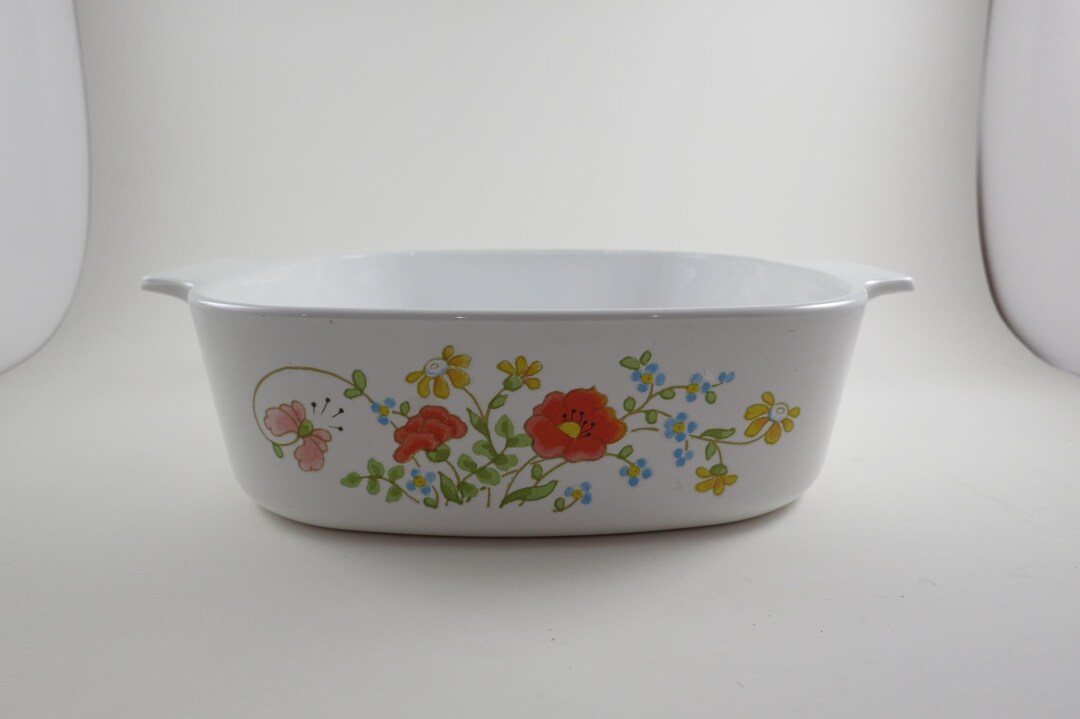 Vintage Corning Ware A-2 B 2 Quart Casserole Dish Wild Flower Pattern ...