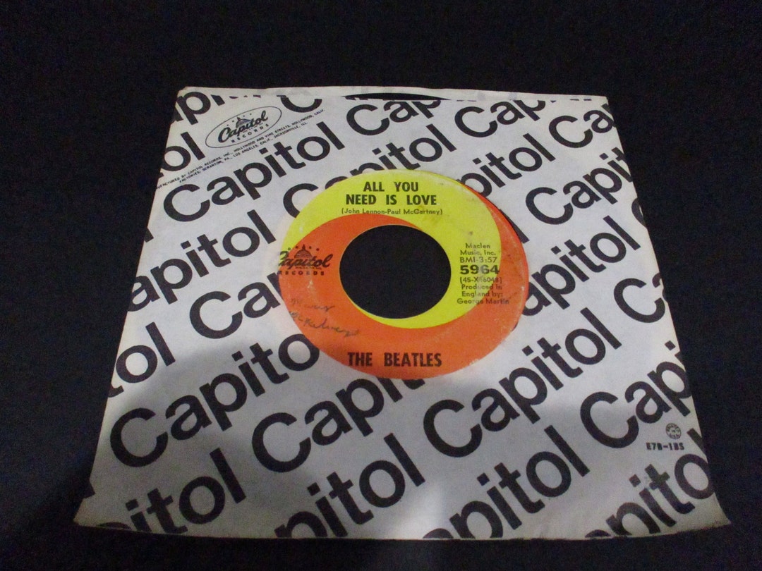 Vintage 1967 Vinyl 45 RPM Record All You Need is Love Baby You're A ...