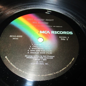 Vintage 1974 LP Vinyl Record Neil Diamond Hot August Night Excellent ...