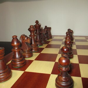Vintage Wooden Chess Set With Folding Board Custom Storage 20x20 100% ...