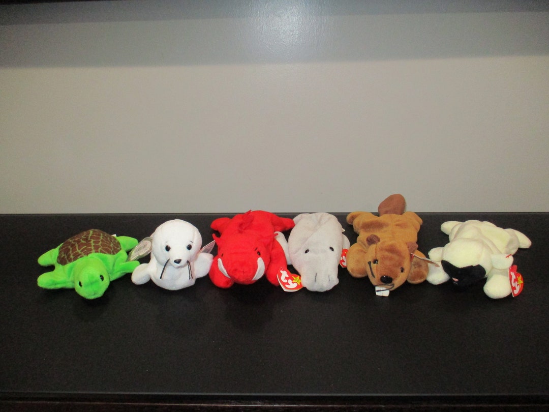 Collection of Six TY Beanie Babies Manny Bucky Seamore Grunt Chops ...