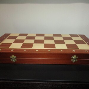 Vintage Wooden Chess Set With Folding Board Custom Storage 20x20 100% ...