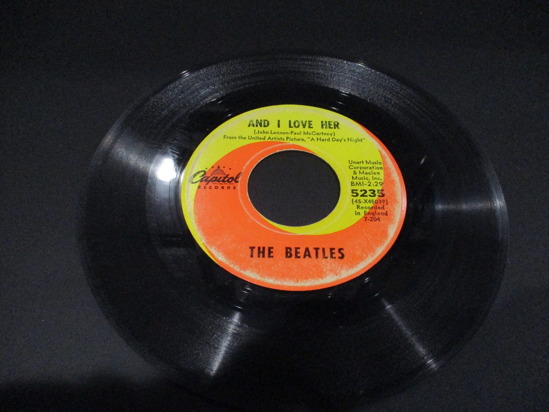 Vintage 1964 Vinyl 45 RPM Record and I Love Her If I Fell the Beatles ...