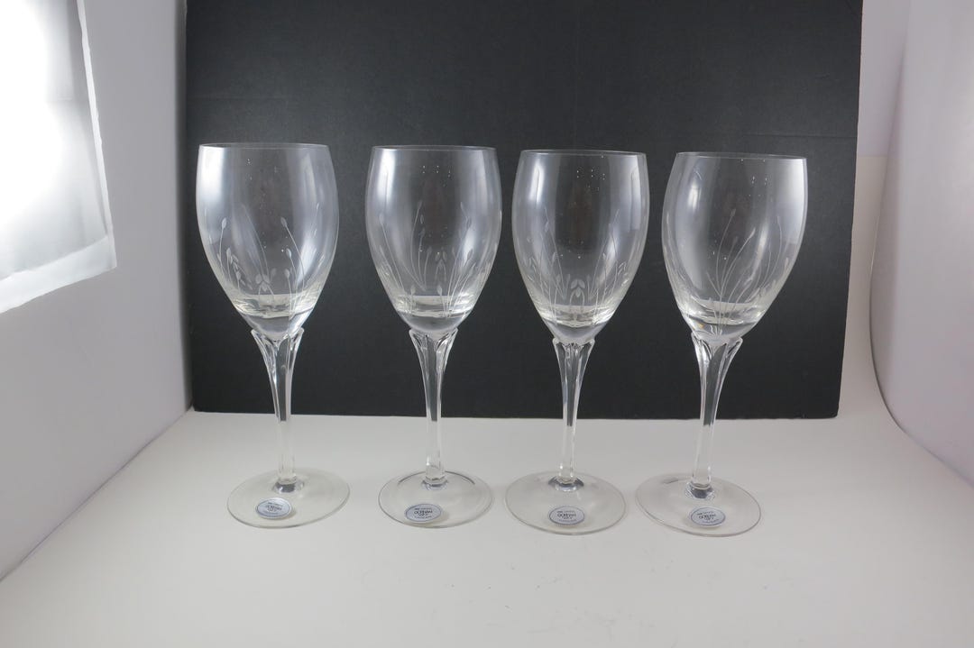 Vintage Gorham Crystal Wine Glasses - Etched Design, Original Stickers ...
