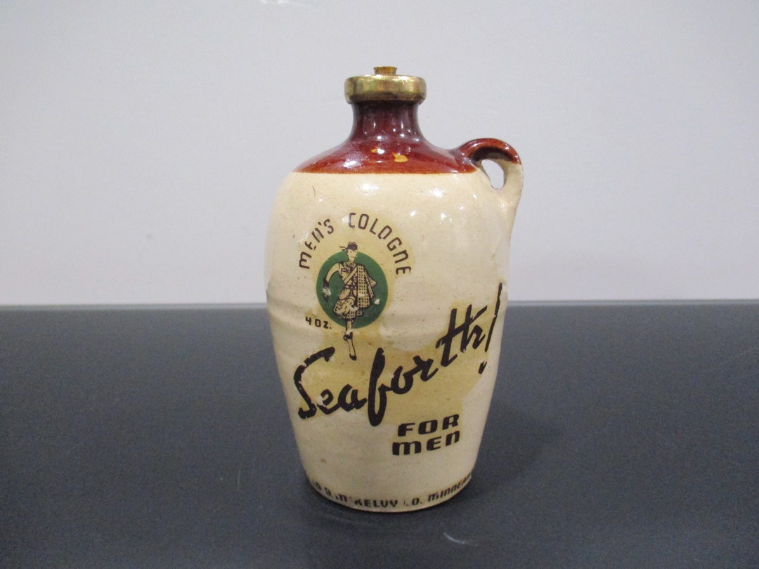 Vintage Seaforth Men's Cologne Brown and Tan Stoneware Bottle With ...
