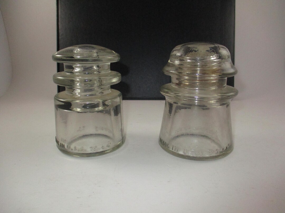 Pair of Vintage Clear Small Glass Insulators Armstrong No Damages ...