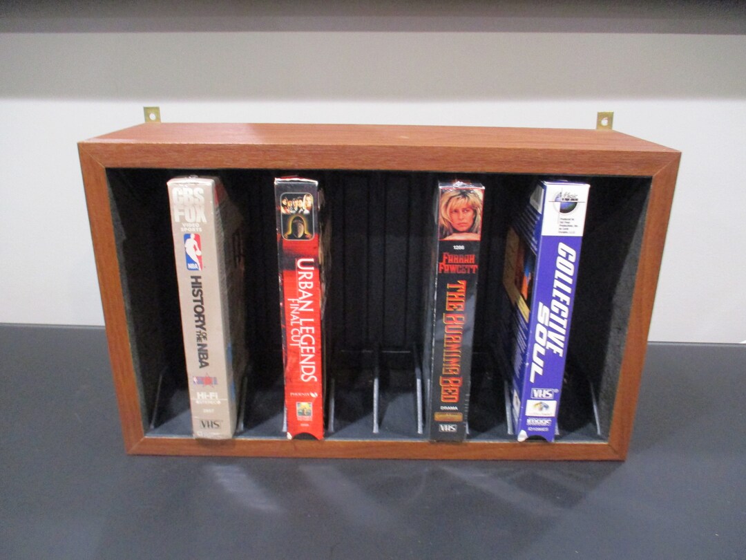 Vintage Faux Wood VHS Cassette Holder Display Holds 10 Tapes Excellent ...