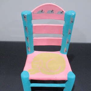 Rare Vintage Solveig Cox Pottery Cat Chair Teal Pink Beige With Mice ...