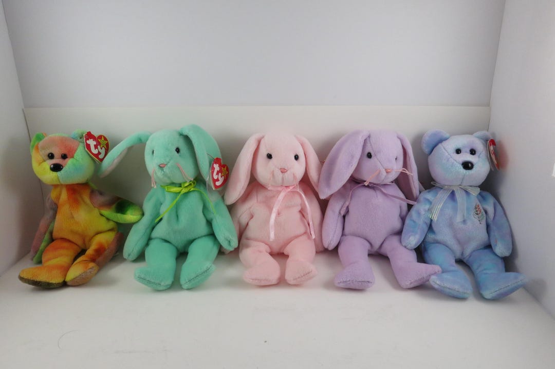 Collection of Five TY Beanie Babies Bunny Trio Hippity Hoppity Floppity ...