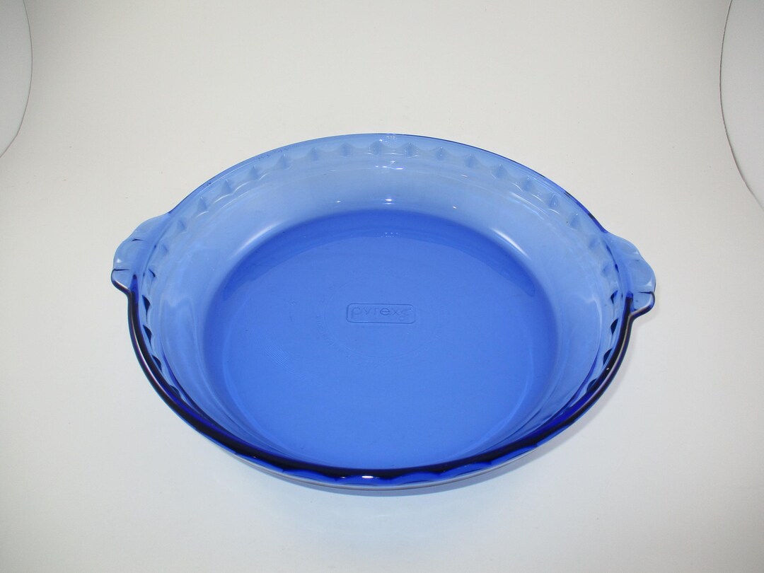 Vintage Cobalt Blue Pyrex 9 1/2 Inch Double Handled Pie Plate Excellent ...
