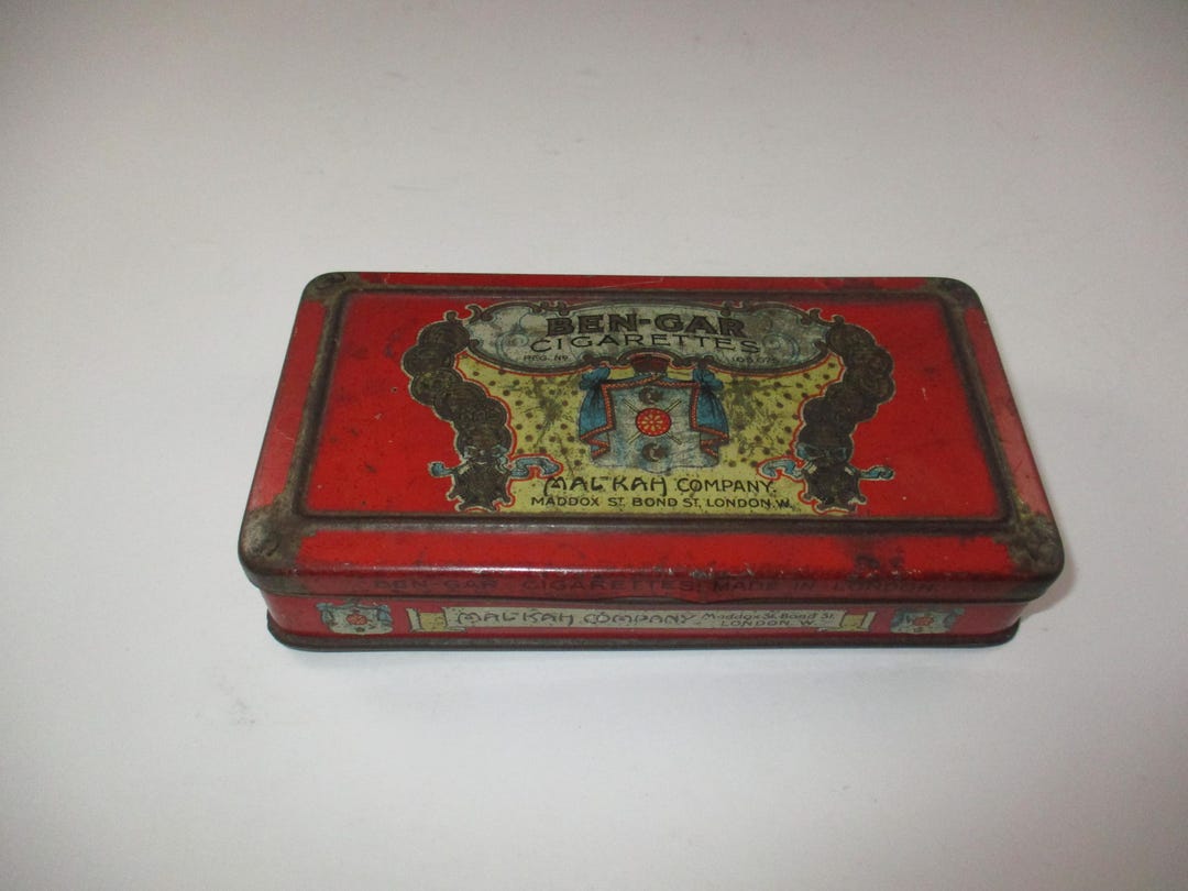 Rare Vintage Ben-gar Cigarette Red Tin London Mal-kah Company Supplied ...