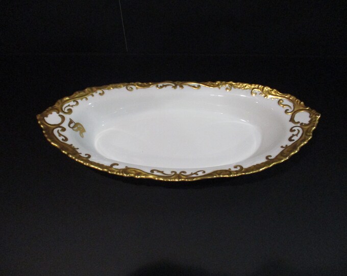 Beautiful Limoges France 13 Inch Oval Dish Heavy Gold Trim Artist ...