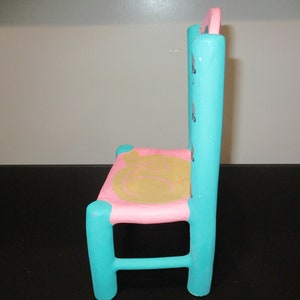 Rare Vintage Solveig Cox Pottery Cat Chair Teal Pink Beige With Mice ...