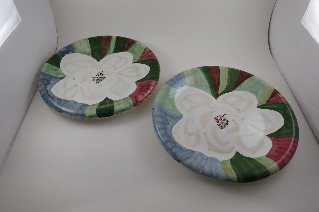 Vintage Bella Ceramica Magnolia Pattern 10 1/2 Inch Dinner Plates-pair ...