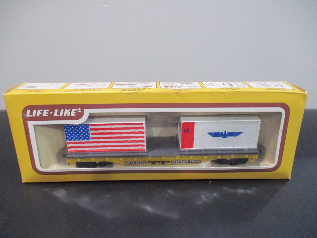Vintage Life Like Trains HO Scale APL48 Trailer Train Flat Car With 2 ...